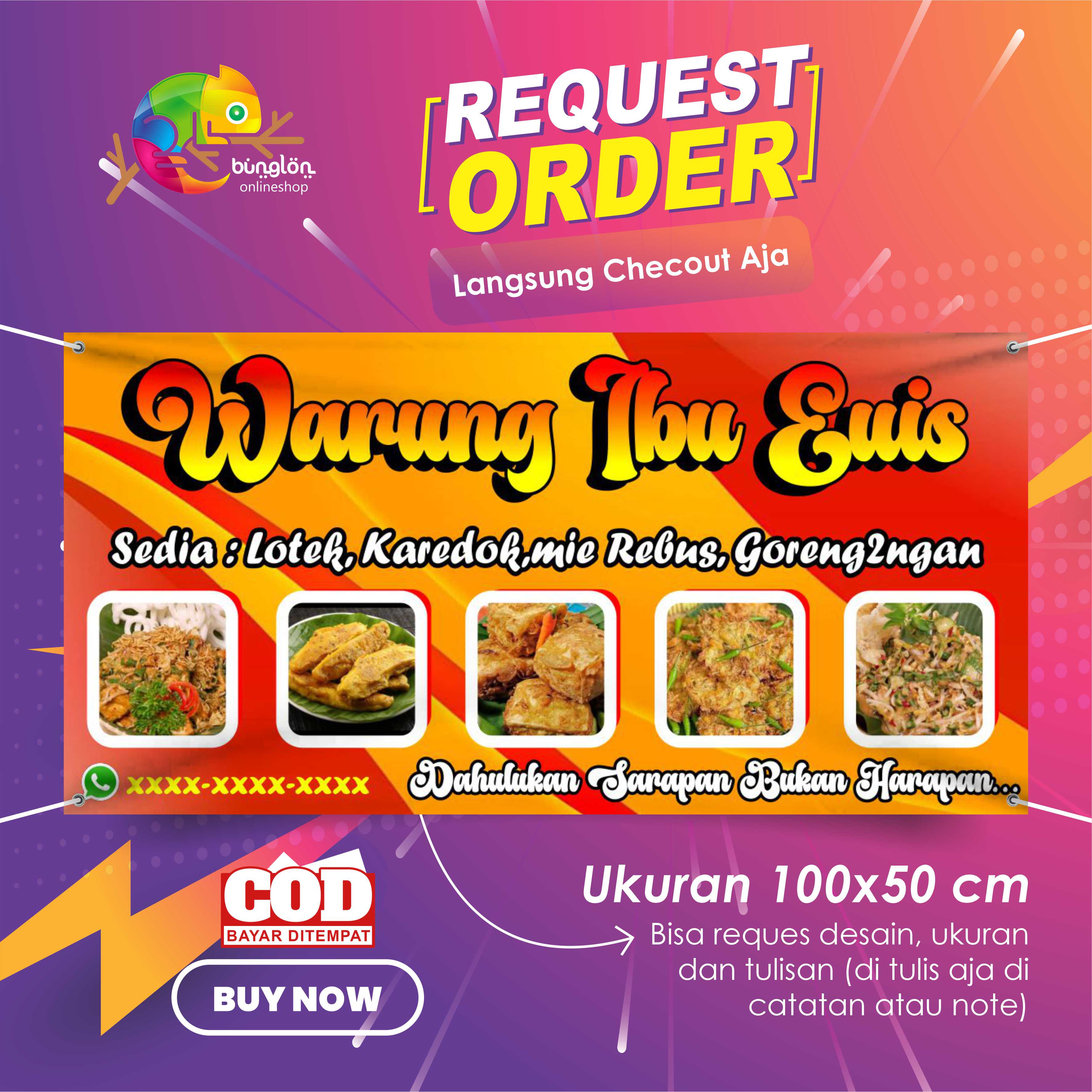 Spanduk Banner 100x50 Warung Lotek Gorengan Custom Desain | Lazada ...