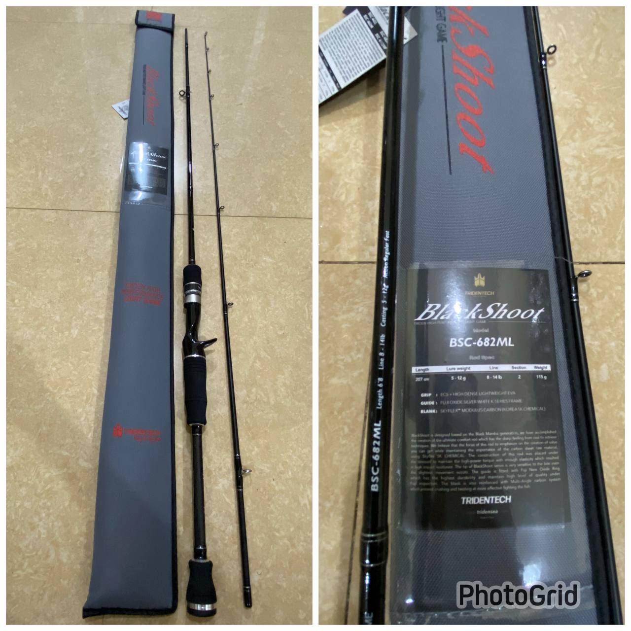 Joran Pancing BC 8-14Lb Tridentech Black Shoot BSC-682ML Panjang 207 cm Model Baitcasting ...