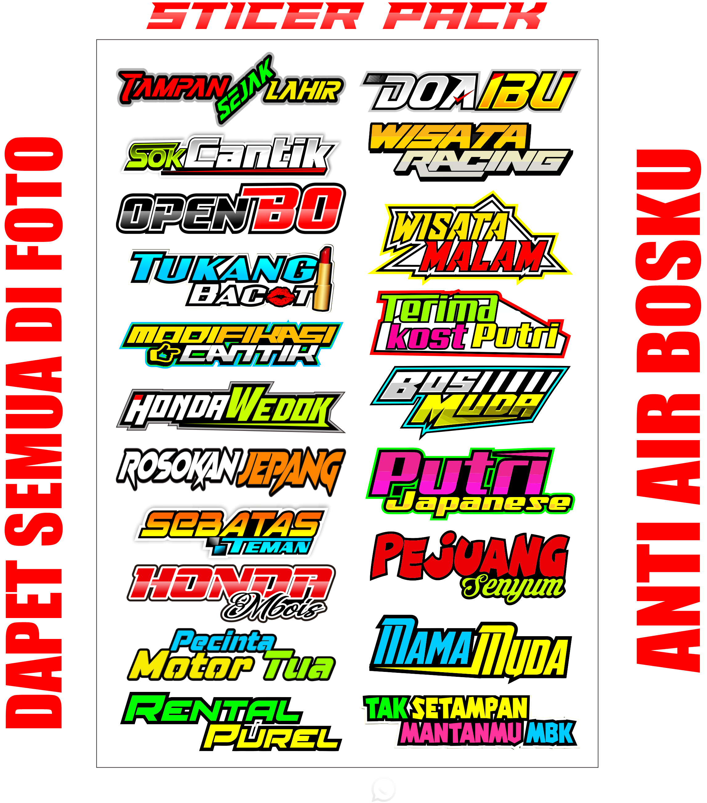 Sticker Pack Kata2 Racing Lengkap Isi Banyak Anti Air | Lazada Indonesia