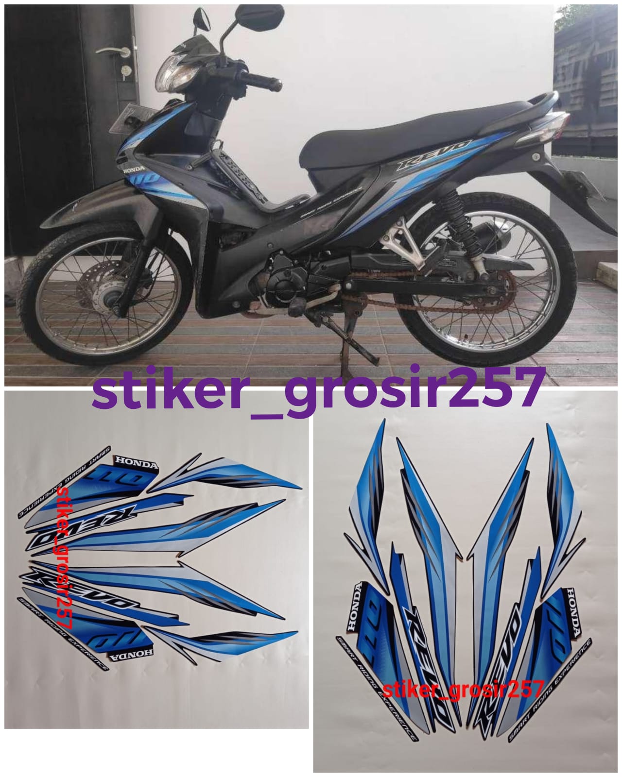 STIKER STRIPING LIS BODY REVO ABSOLUTE 110 2009 STD HITAM BIRU STANDAR ...