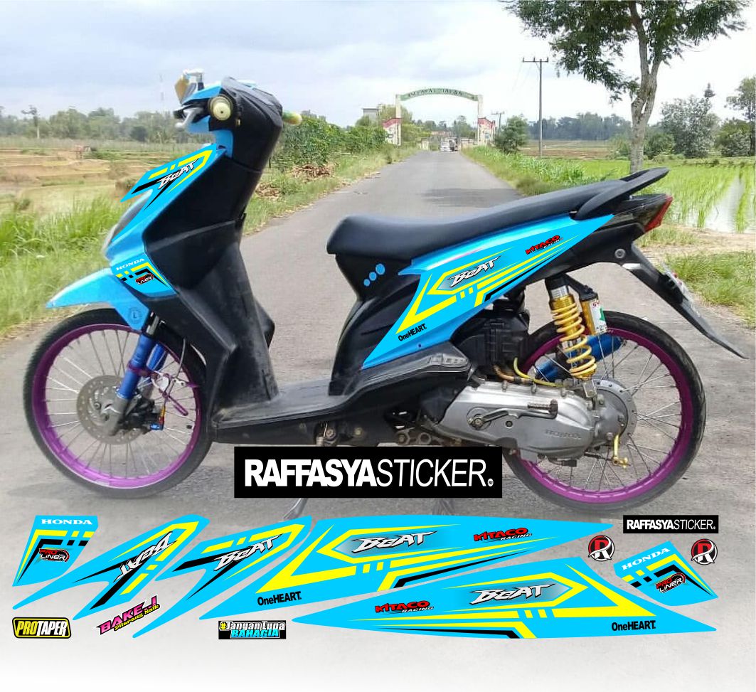 STRIPING VARIASI BEAT KARBU BIRU MUDA STIKER | Lazada Indonesia