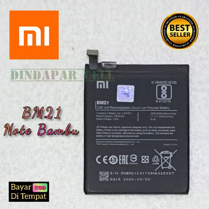 Batre Xiaomi Mi Note Bambu BM21 / BM 21 Mi Note Bamboo Batrai Baterai ...