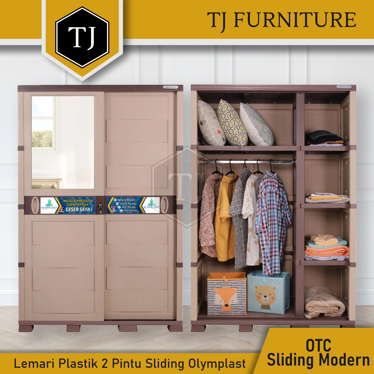 Olymplast Lemari Pakaian Plastik Lemari Baju Minimalis 2 Pintu Sliding ...