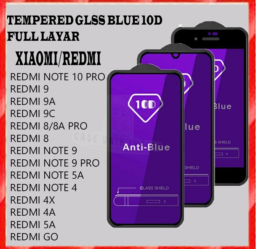 Tempered Glass 10D Tipe Redmi A1/A1+/10/A10A/10C/Note 10 Pro/Note 10/Note 9/Note 9 Pro/Note 4 ...