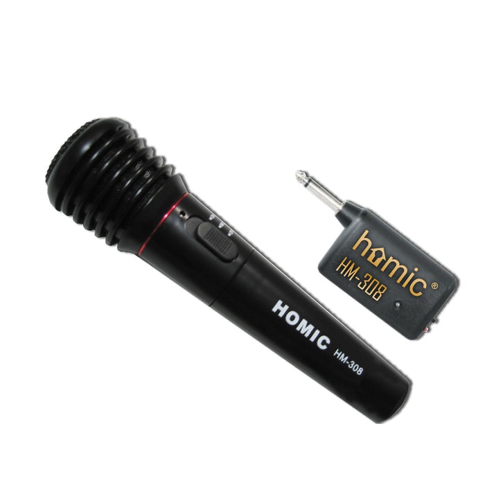 Homic Microphone Karaoke Single Wireless dan Kabel Mic HM-308 - Hitam ...