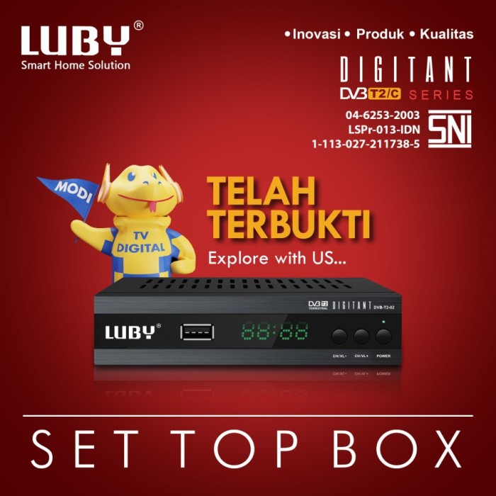 LUBY Set Top Box STB Digital HD Crown DVB T2 01 / 02 Body Besi | Lazada Indonesia