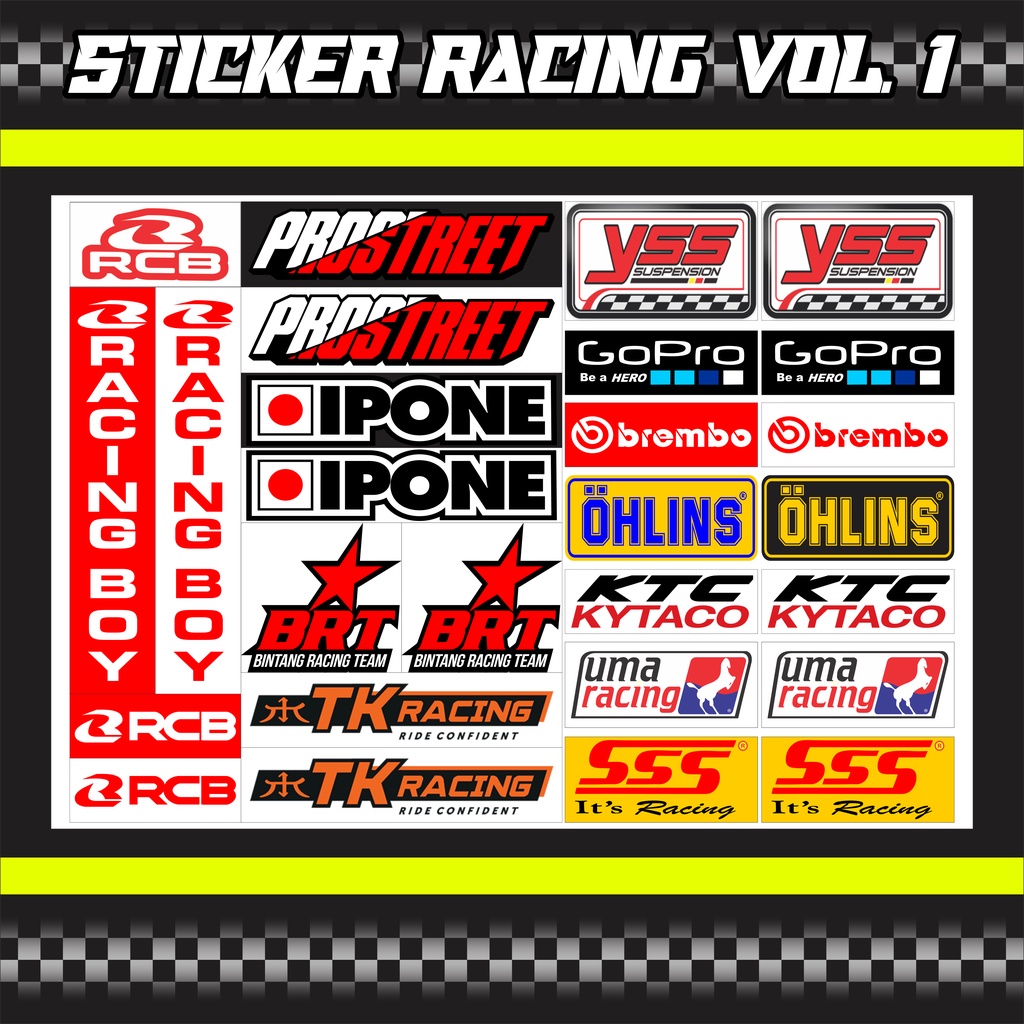 Sticker Stiker Pack Logo Emblem Racing Sponsor RCb Racing Boy Hologram ...