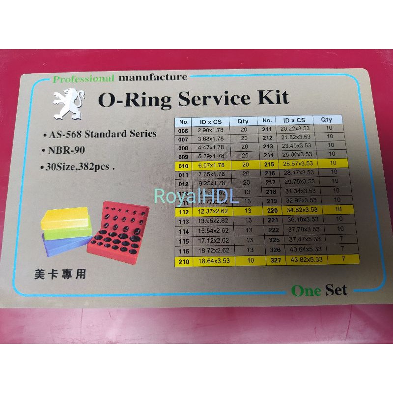 oring nbr-90 service kit set box AS-568 ( inch ) o-ring hidrolik ...