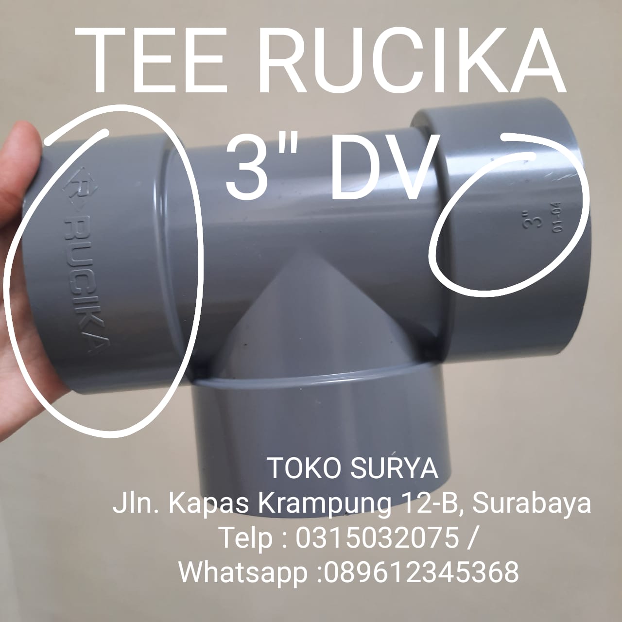 Fitting Tee 3" PVC RUCIKA DV Sambungan Pipa Tee Rucika 3 inch dim DV ...
