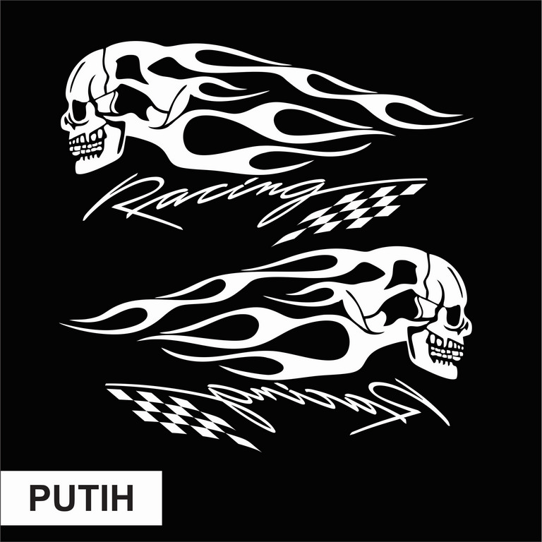 CUTTING STIKER MOTOR / STIKER CUTTING TENGKORAK RACING PUTIH | Lazada ...