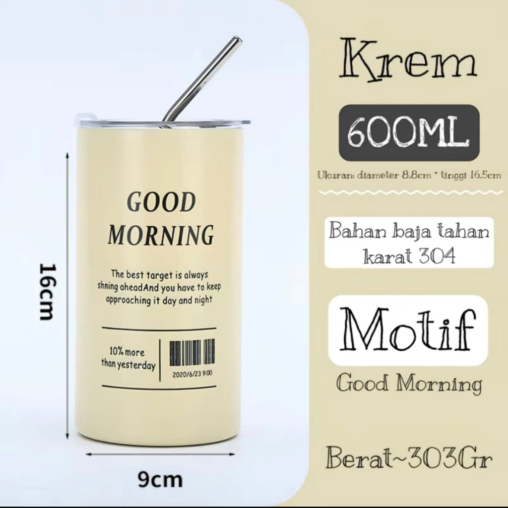 Tumbler Stainless Steel Coffee Tea 600ml Tumbler Aesthetic Korea / Ice ...