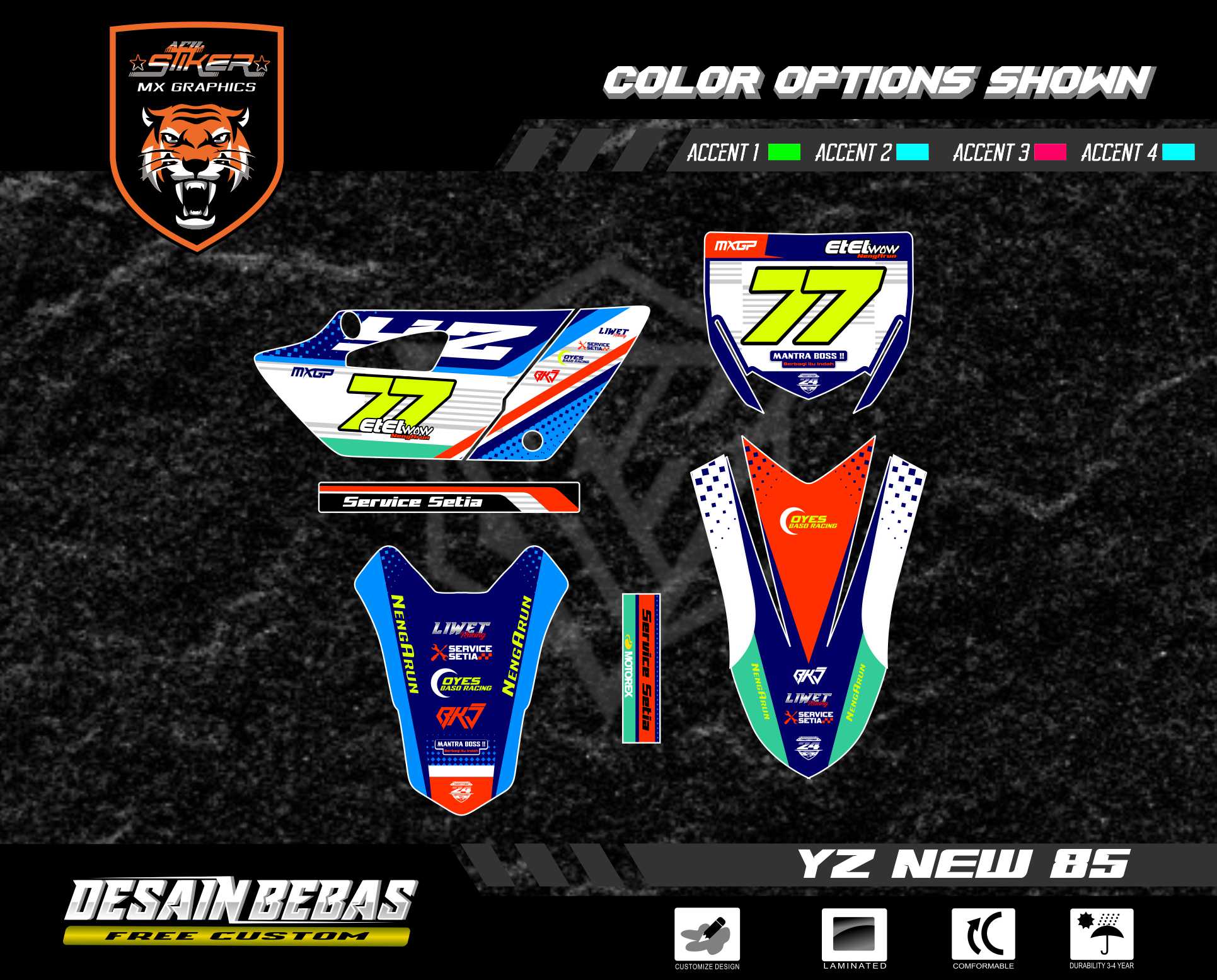 DECAL STICKER YZ 85 BEBEK STANDAR l FULL BODY l YZ 85 OLD MANDALIKA ...