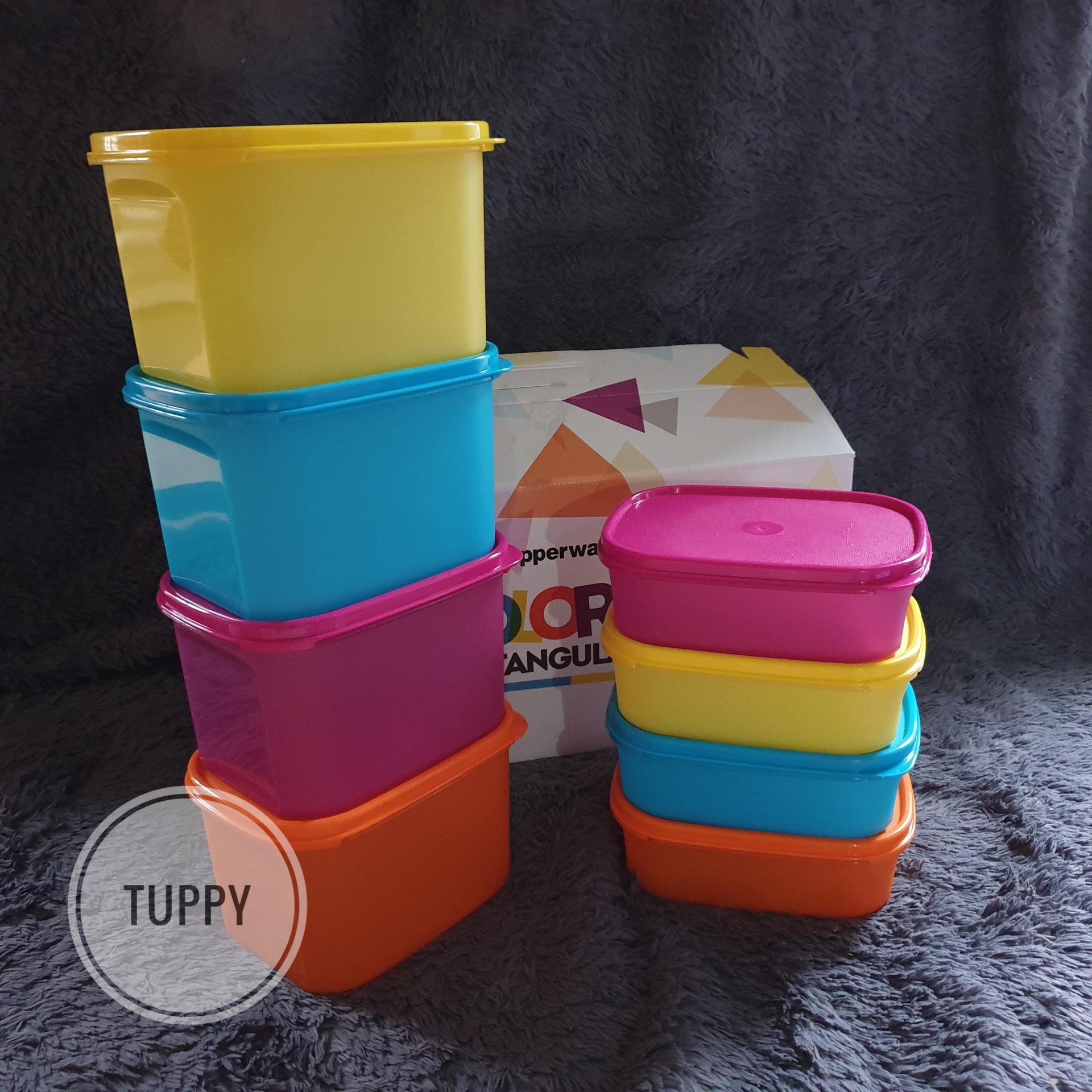 Colorful Rectangular Set (8) Toples Tupperware | Lazada Indonesia