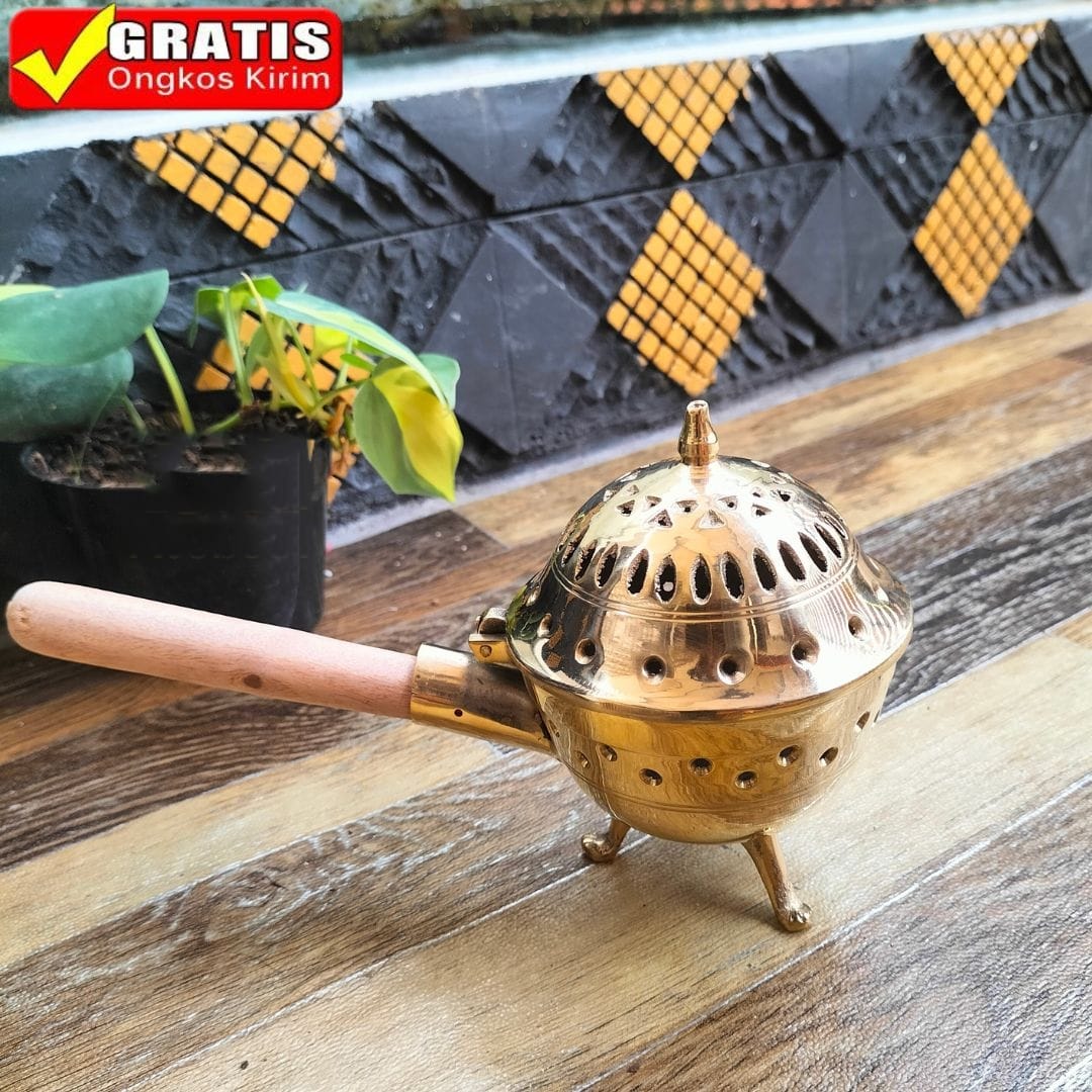 Tempat Ratus Kuningan Tungku Ratus Kuningan Gagang Kayu 1 pcs Ratus Spa ...