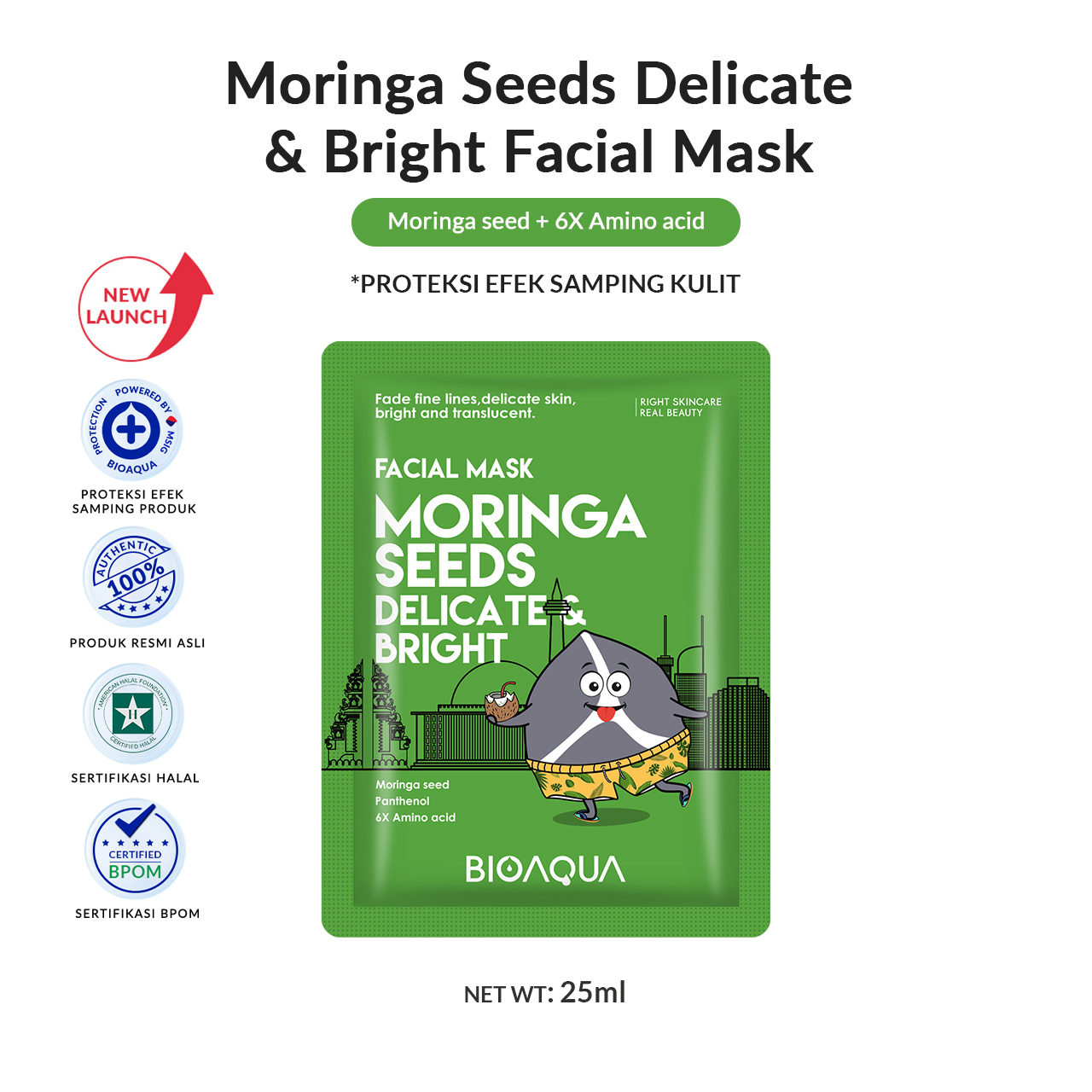 BIOAQUA Sheet Mask Masker Wajah Biji Buah Face Mask 25ml Grape Seed ...