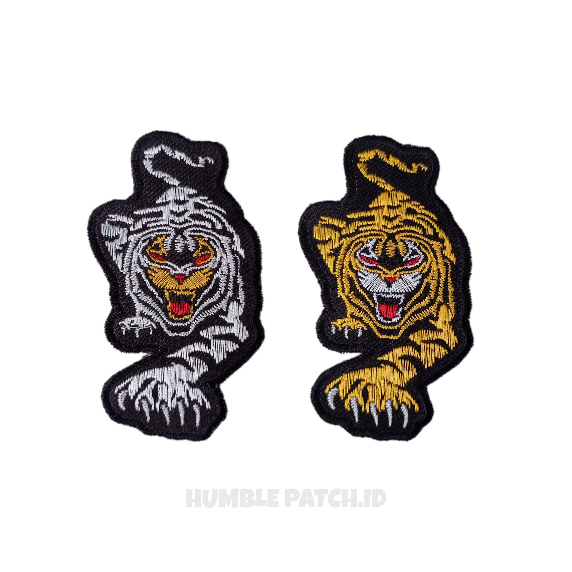 PATCH ON ! PAKET EMBLEM BORDIR MACAN KUNING & PUTIH TIGER ART ( 1 SET ...