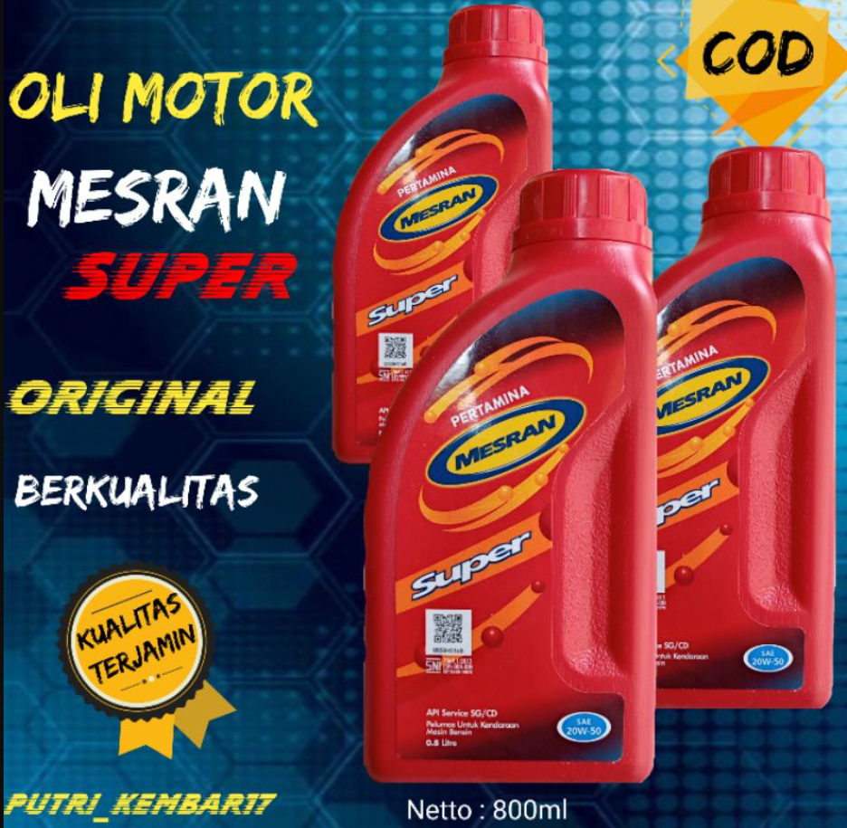 OLI MESRAN SUPER 800 ML ORIGINAL OFFICIAL PERTAMINA | Lazada Indonesia