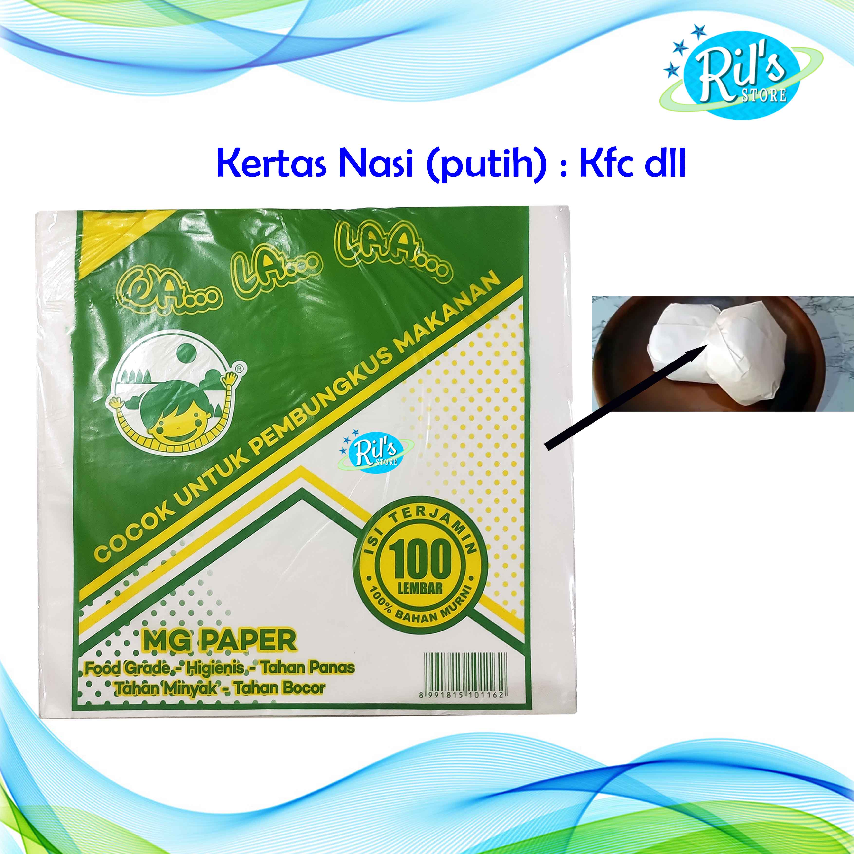 Kertas Nasi Putih KFC / BURGER / Pembungkus makanan MG Paper Walala 100 ...