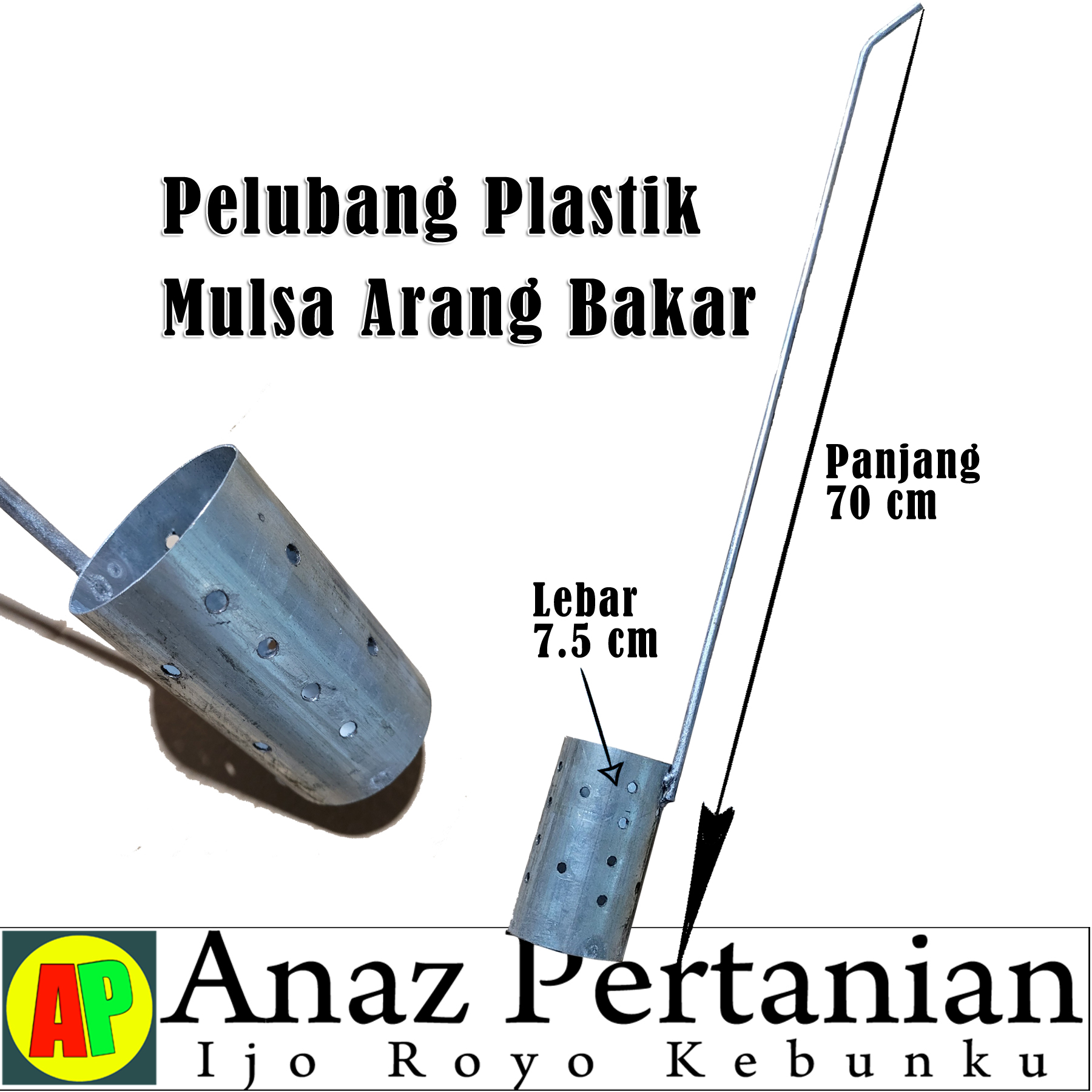 Alat Pelubang Plastik Mulsa Arang Bakar Diameter 7 CM Plong Ceplong ...