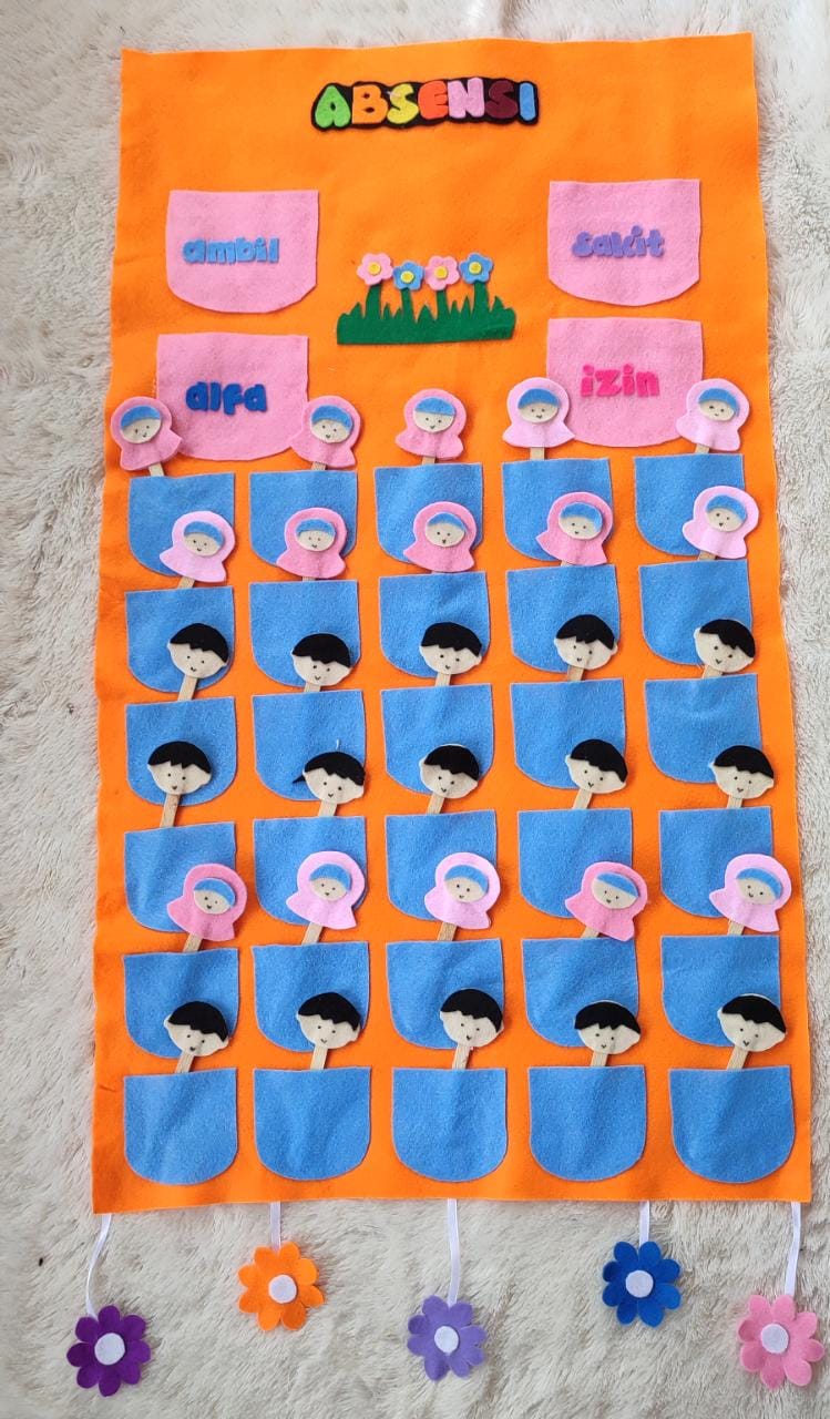 ABSENSI KELAS ABSENSI STIK ESKRIM RINE HANDMADE BAHAN FLANEL | Lazada ...