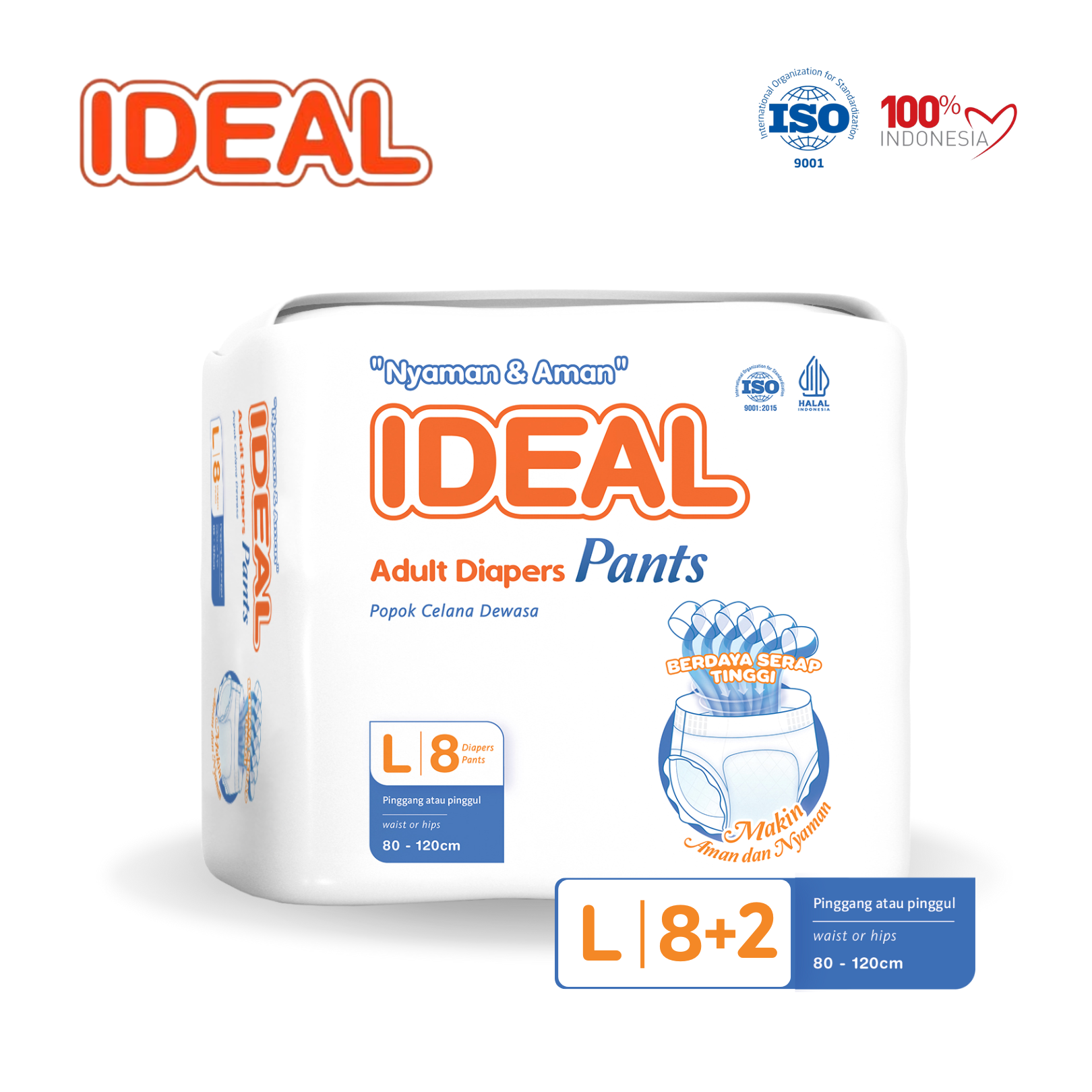 IDEAL Popok Dewasa Tipe Celana size M8+2 - Breathable, Daya Serap ... IDEAL Popok Dewasa Tipe Celana size M8+2 - Breathable, Daya Serap ...