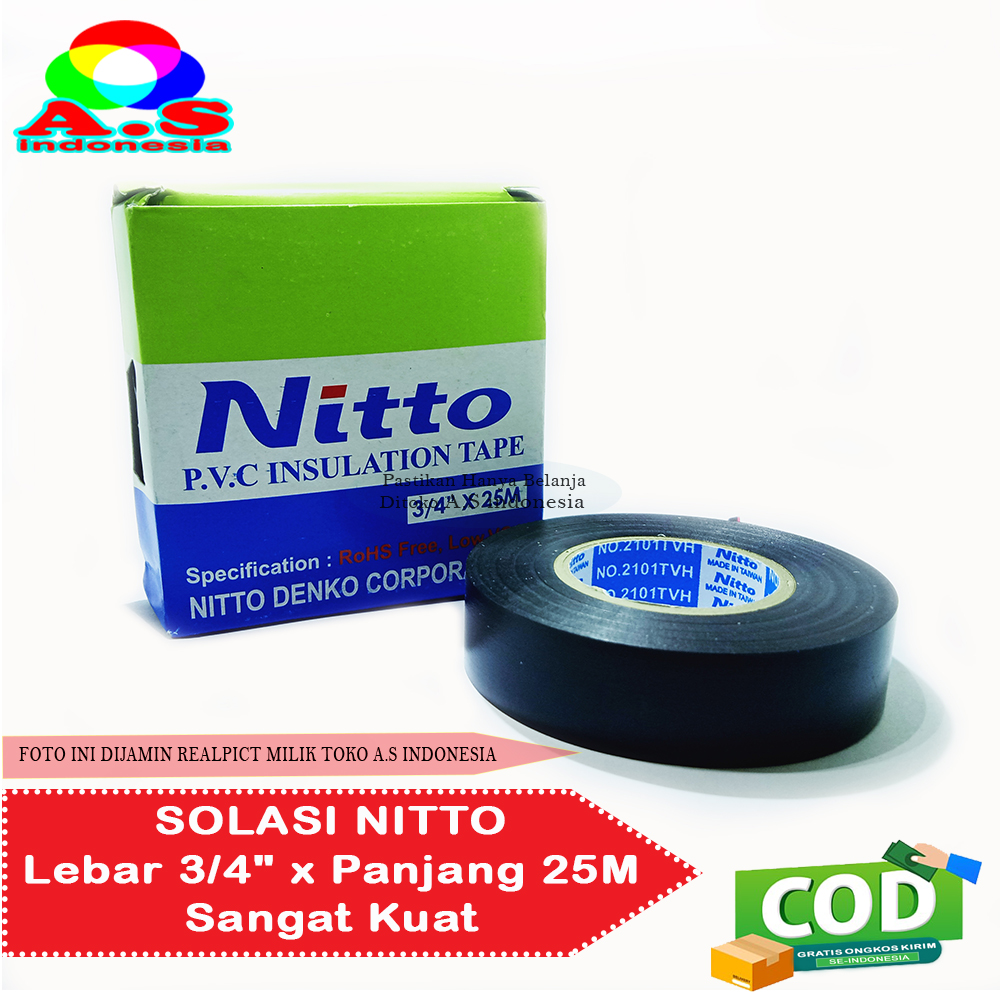 Solatip Isolasi Kabel Listrik NITTO PVC Insulation Solasi NITTO Panjang ...