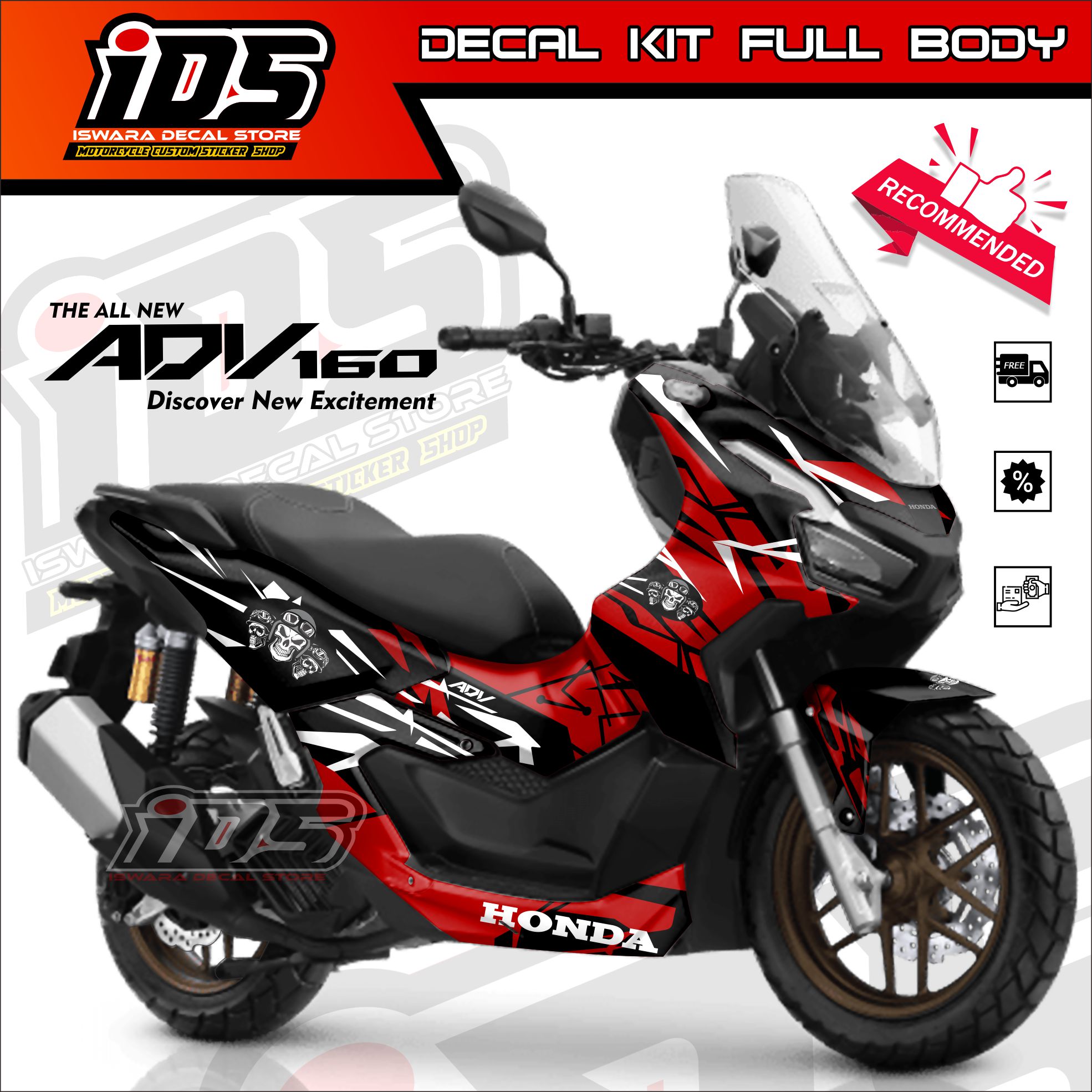 Decal Adv 160 New Full Body Stiker Motor Adv 160 Desain Skull | Lazada ...