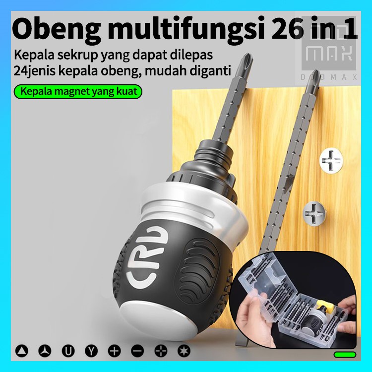 DJDMax Obeng 26-In-1 Semi-Otomatis Hemat Tenaga Kerja Set Multifungsi ...
