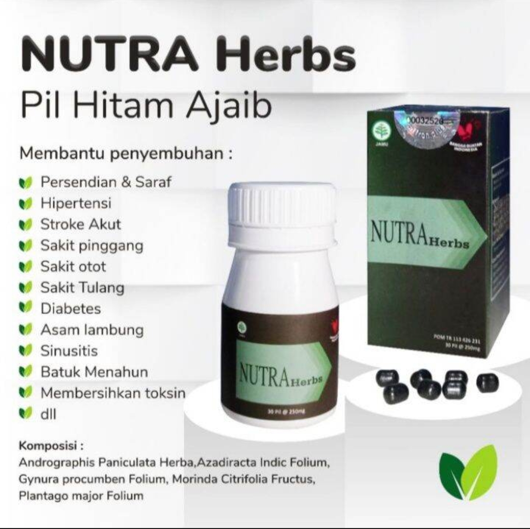 (GARANSI) NUTRA HERBS , PIL HITAM AJAIB 1 BOTOL ISI 30 , OBAT HERBAL ...