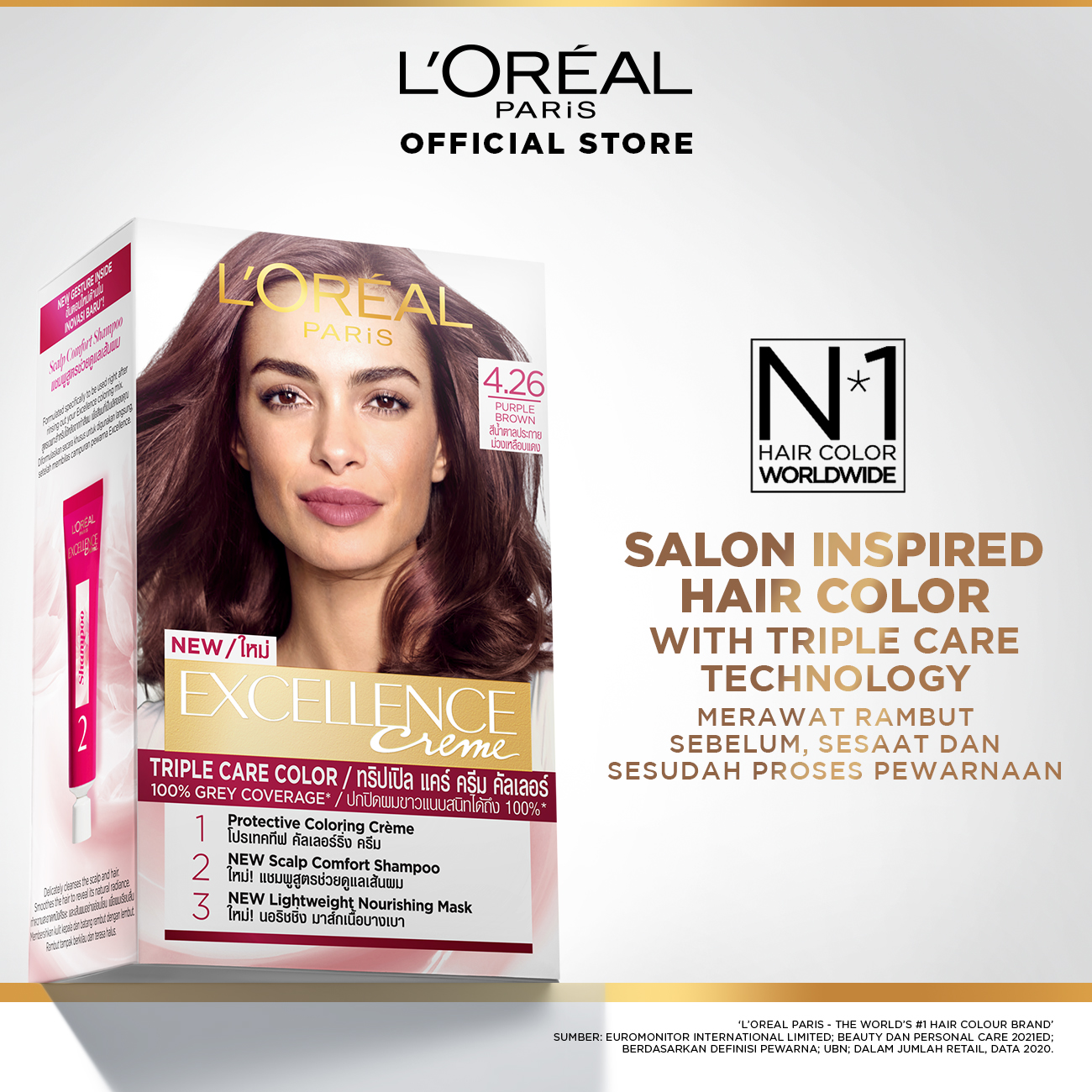 L'Oreal Paris Excellence Creme Triple Care Hair Color (Cat / Pewarna ...