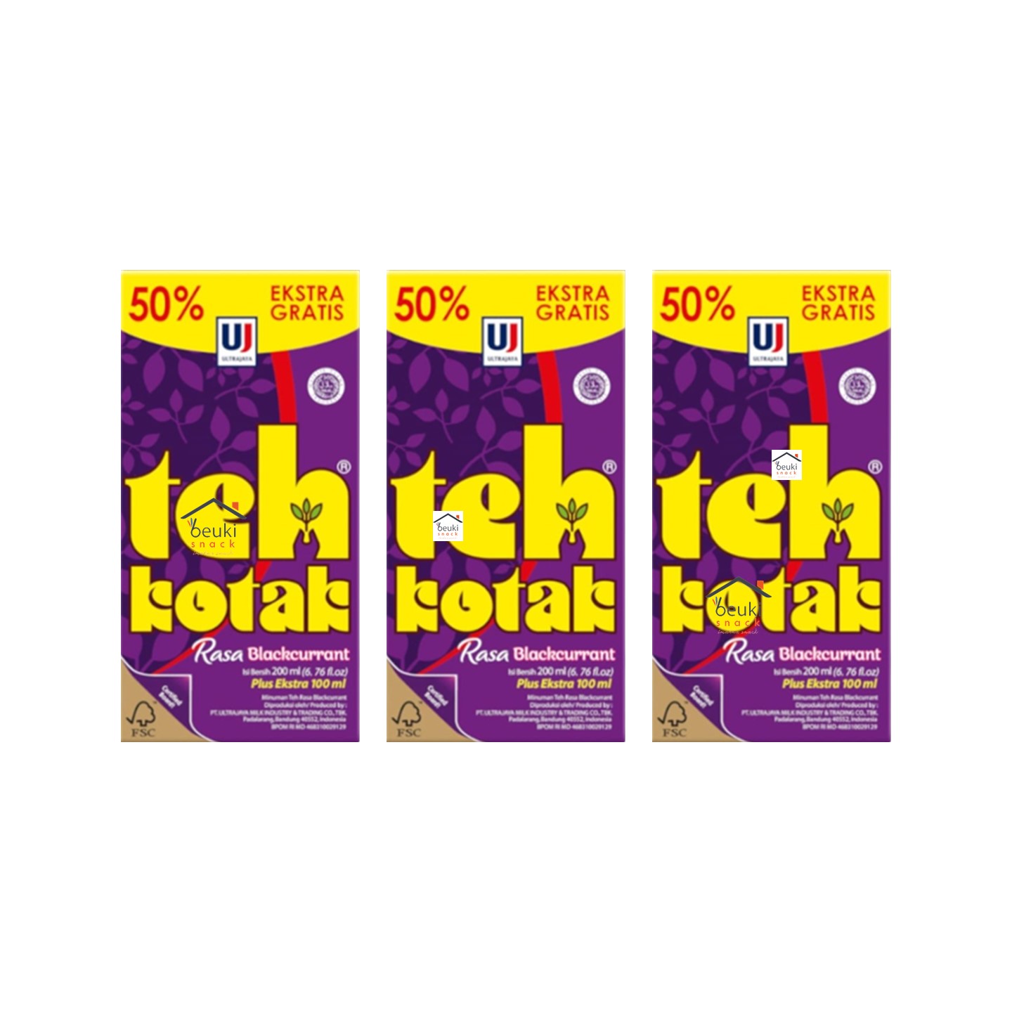 3PCS Teh Kotak Blackcurrant Produk Ultra Jaya Minuman Teh Kemasan Tetra ...