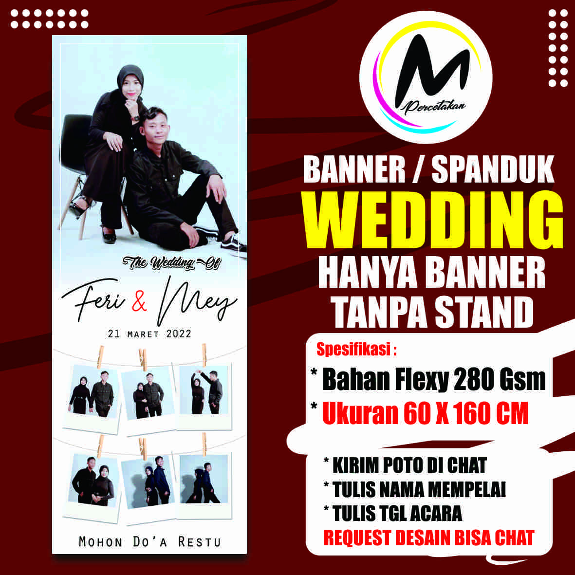 Ukuran Banner Wedding Hot Sale 80x200cm Roll Up Banner Stand Type 09