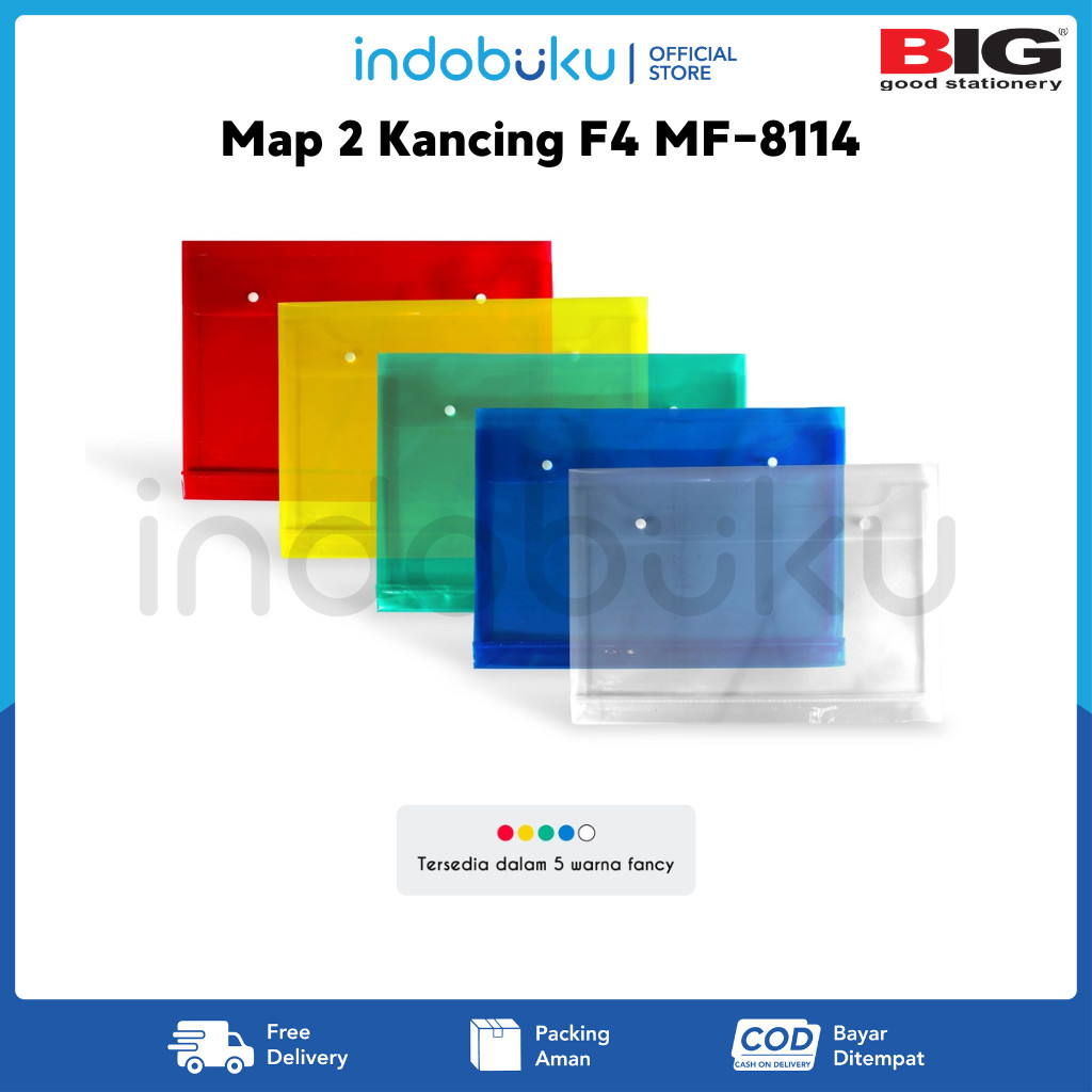 Map 2 Kancing F4 BIG MF-8114 Plastik Map Dokumen Kancing 2 Transparan ...