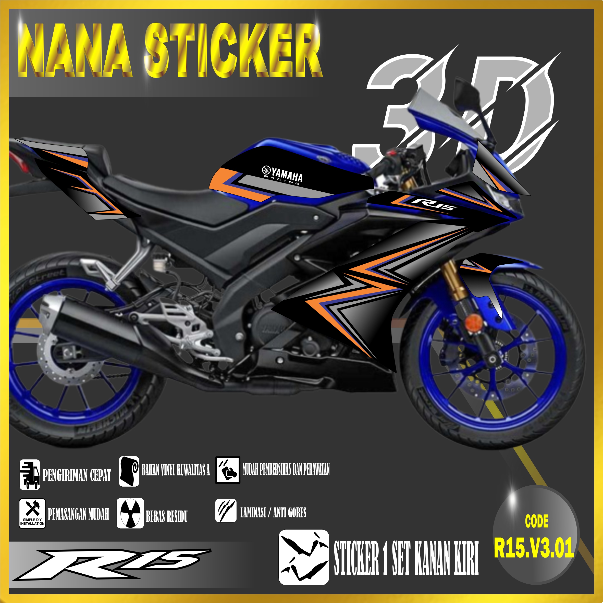 Striping R15 V3 - Stiker R15 V3 List Variasi Motor STICKER R15 V3 CODE ...