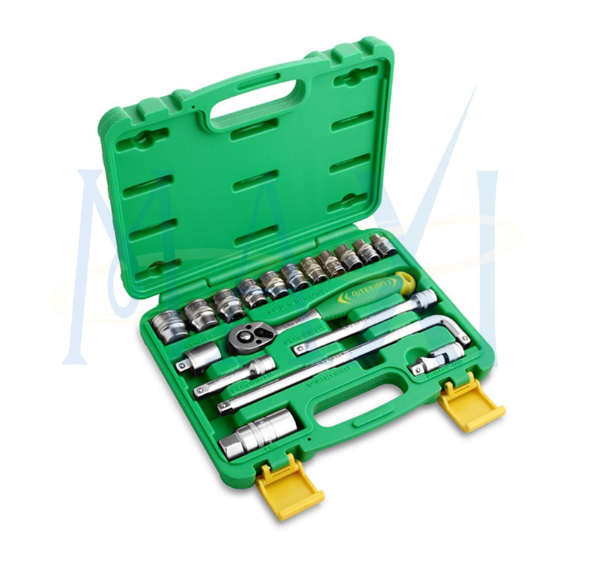 Tekiro socket set 3/8 inch 12PT uk. 6 - 22 mm isi 18 pcs (box plastik ...