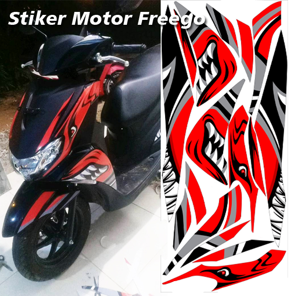 Stiker Motor Freego Keren Shark Merah Lis Motor Murah Sticker Emblem ...