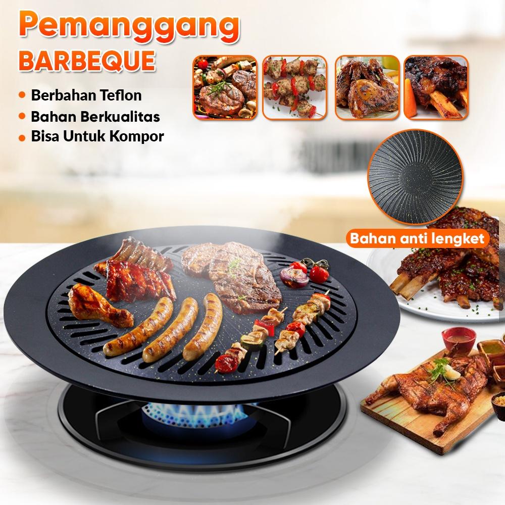 Alat Pemanggang Model Piring / BBQ Grill Pan Desain Bulat Bahan Teflon Tebal | Lazada Indonesia