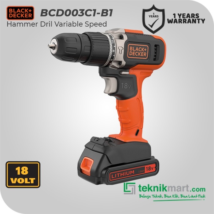 COD Black And Decker BCD003C1 18volt Cordless Hammer Dril / Bor Impact ...
