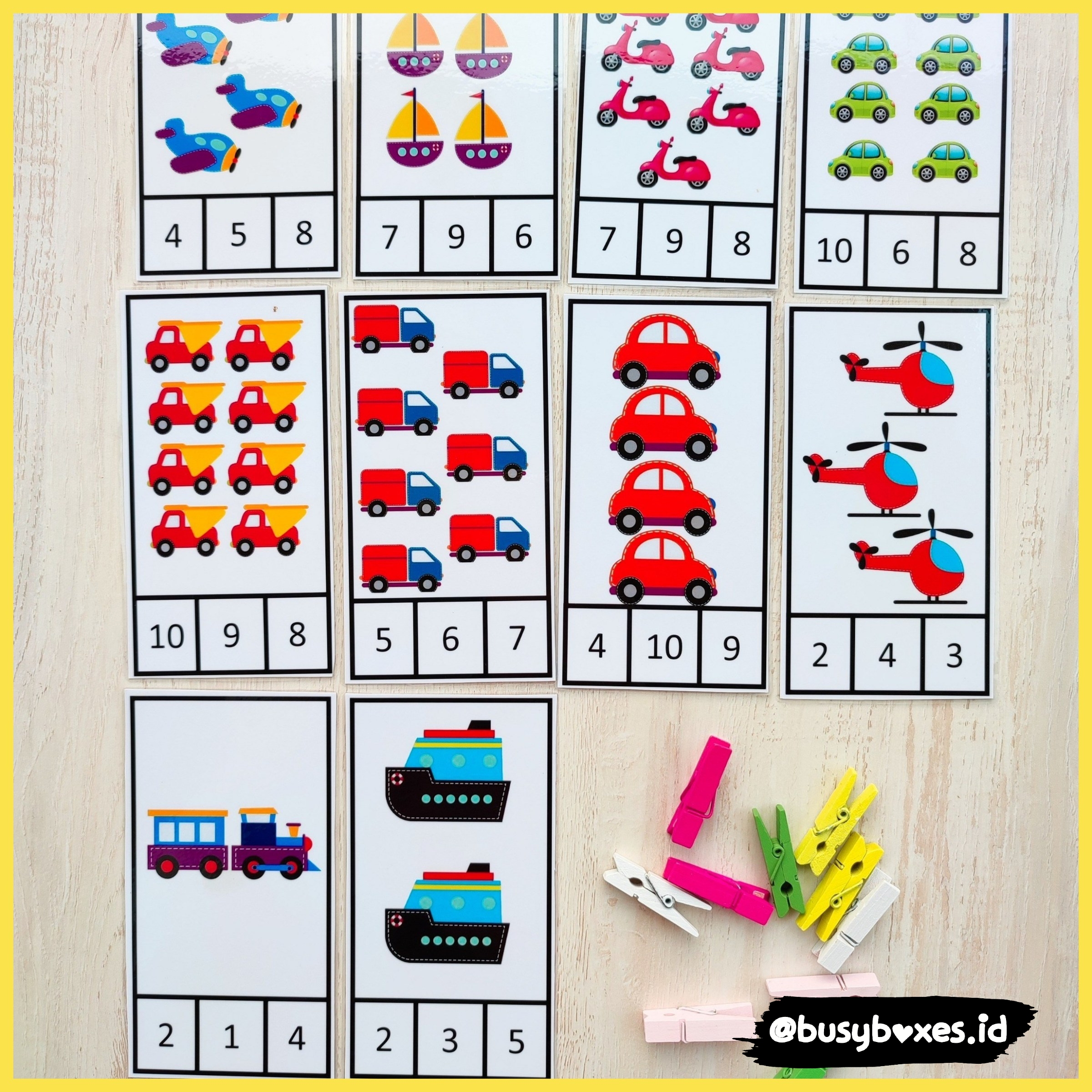 [busyboxes.id] Mainan Edukasi Montessori Worksheet PAUD Counting Card ...