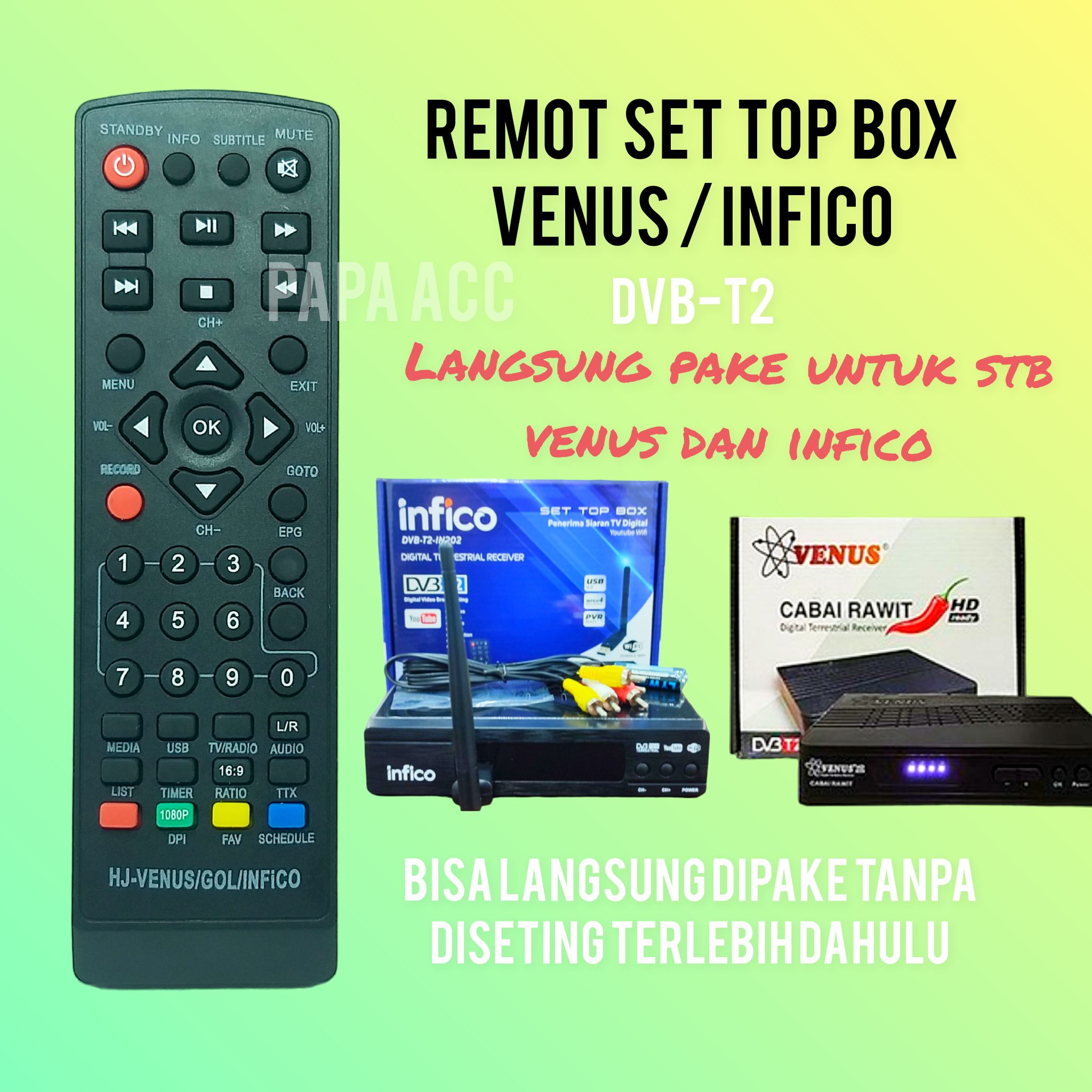 Remot set top box VENUS HD / INFICO REMOTE STB DVB-T2 LANGSUNG PAKE ... Remot set top box VENUS HD / INFICO REMOTE STB DVB-T2 LANGSUNG PAKE ...