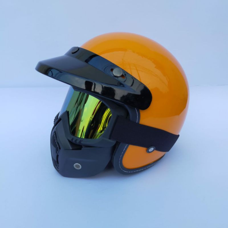 Helm bogo retro dewasa SNI google mask topeng paket touringtis | Lazada ...