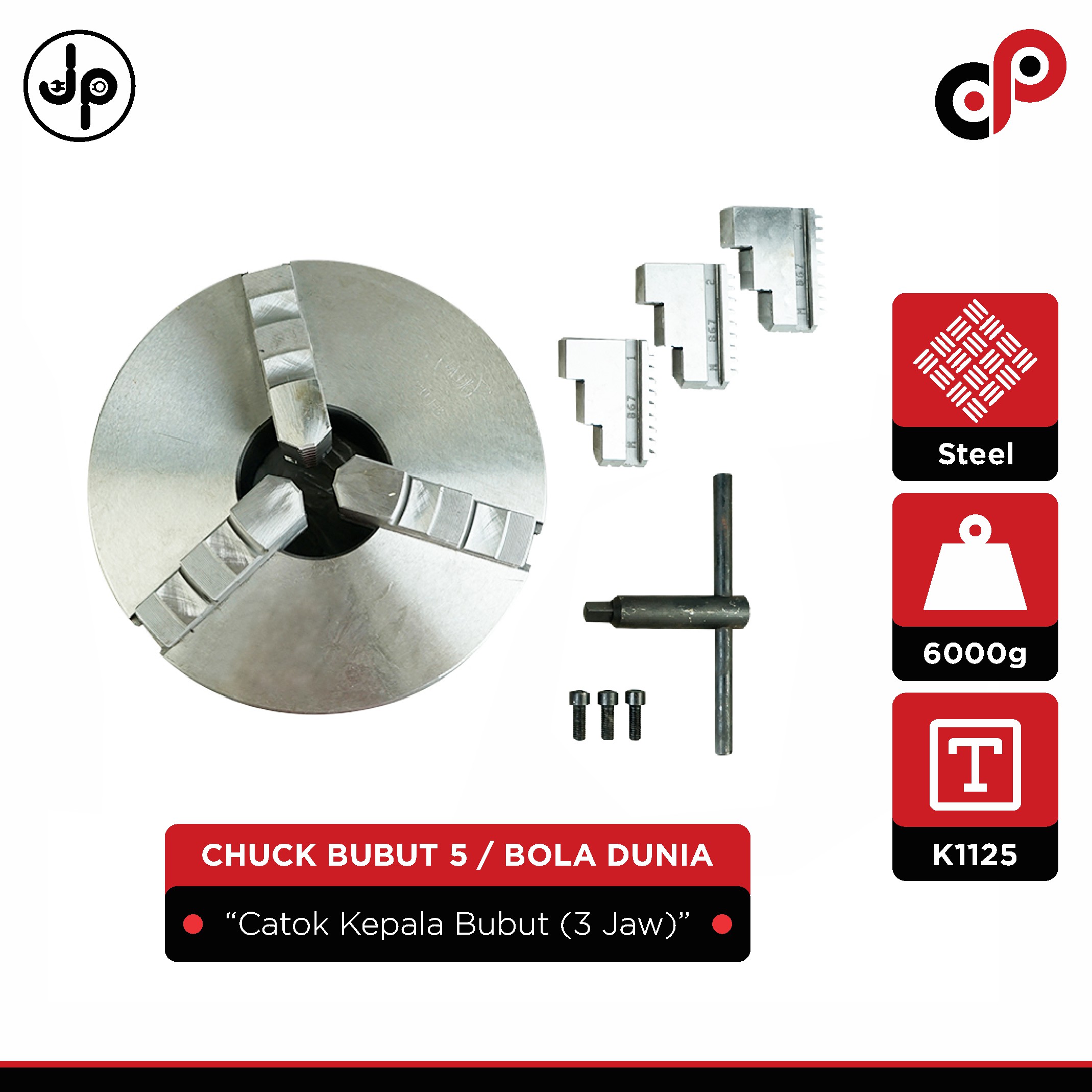 Chuck Bubut 5" (3 Jaw)| Claw Bubut | Catok Kepala Bubut (BOLA DUNIA ...
