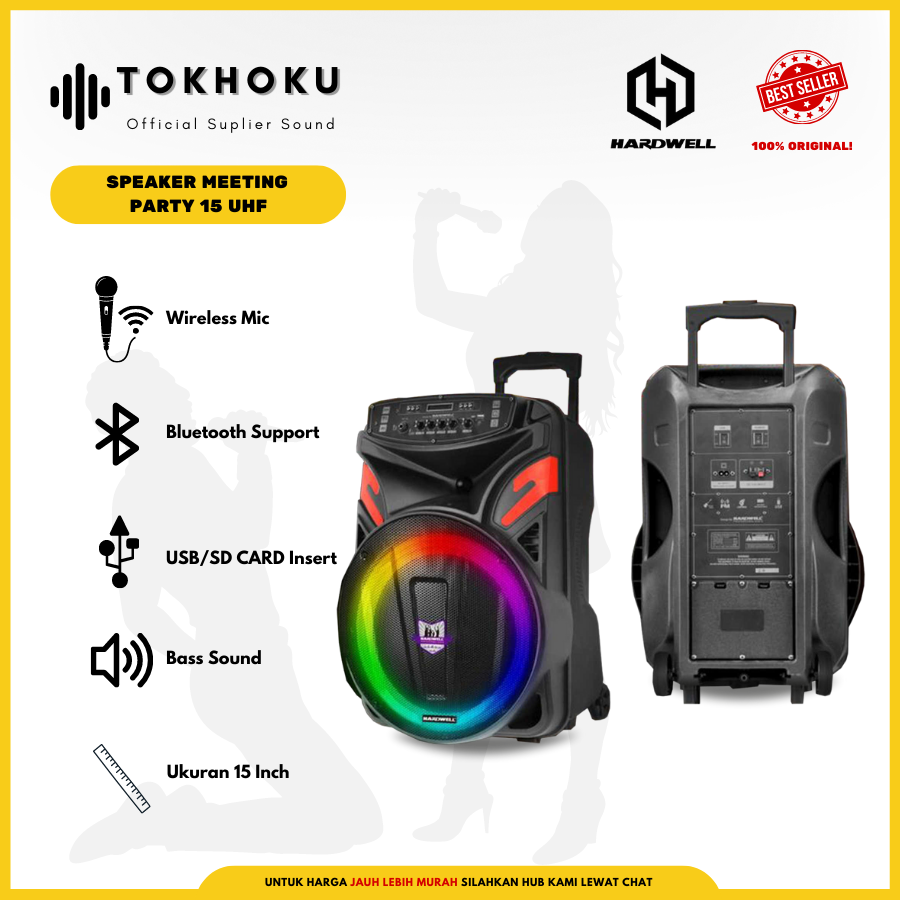 Speaker Meeting Portable Mic Tanpa Kabel Hardwell Party 15 UHF Original ...
