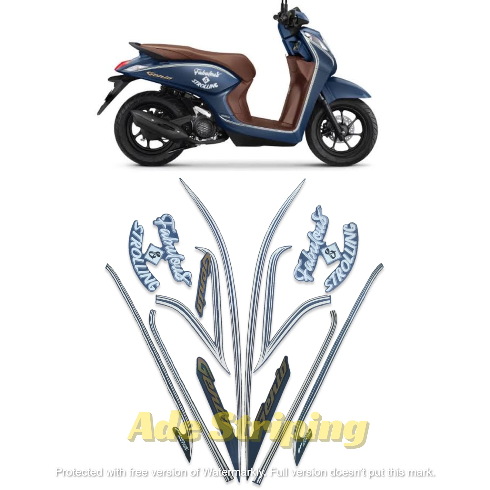 STIKER STRIPING LIS LES BODY MOTOR HONDA GENIO FABULOUS 110 2022 MATTE ...