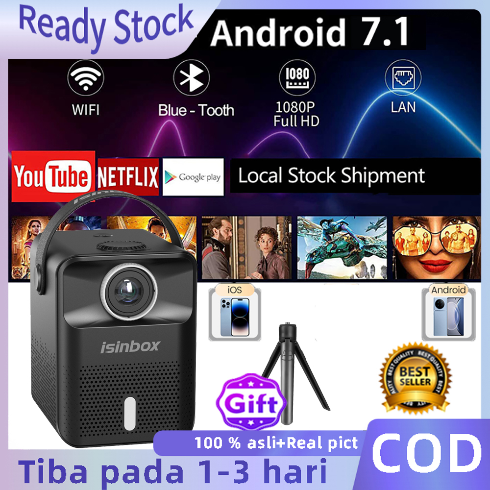 [free 1*tripod] isinbox smart proyektor mini untuk hp 4K 1080P portable ...