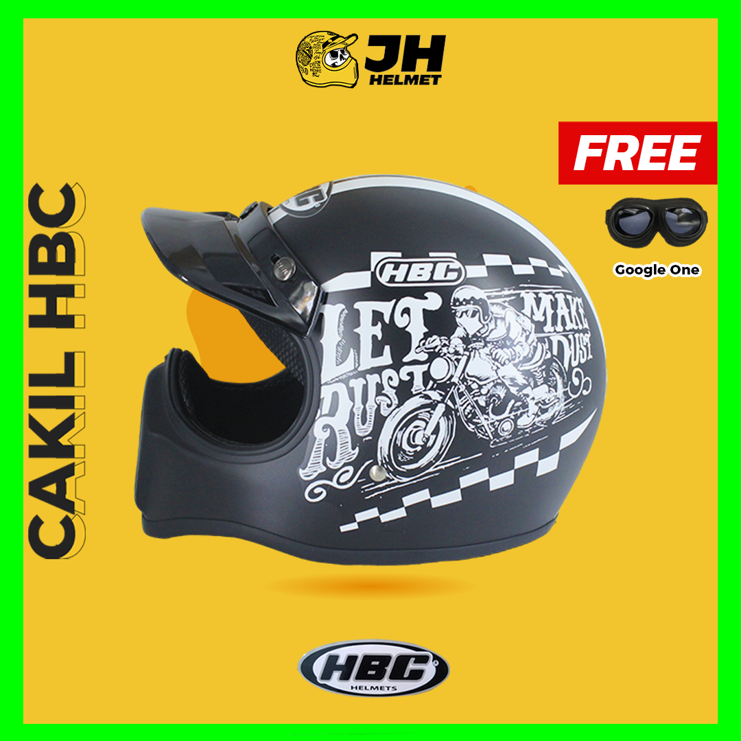 Helm Cakil HBC Rust Dust Black Doff Font White + Free Google | Helm ...