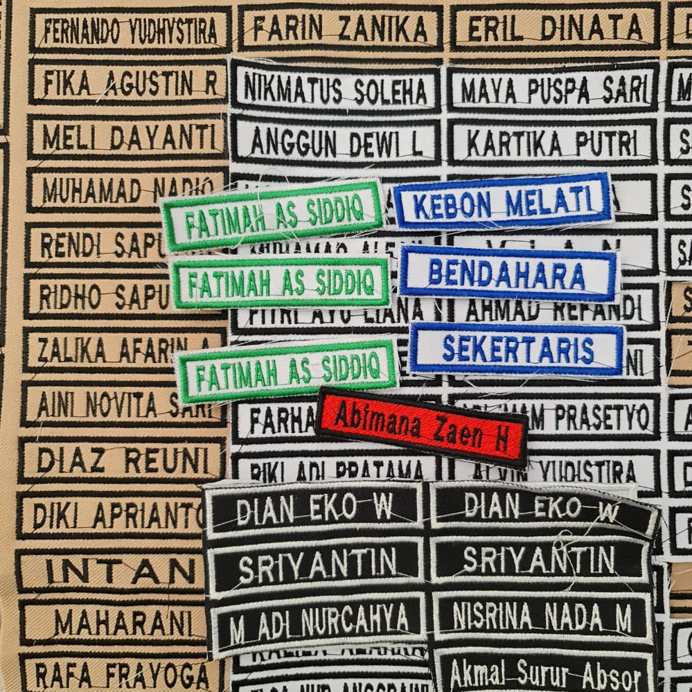 Badge Nama, Emblem Nama, Bordir Nama, Patch Nama, Nama anak sekolah ...