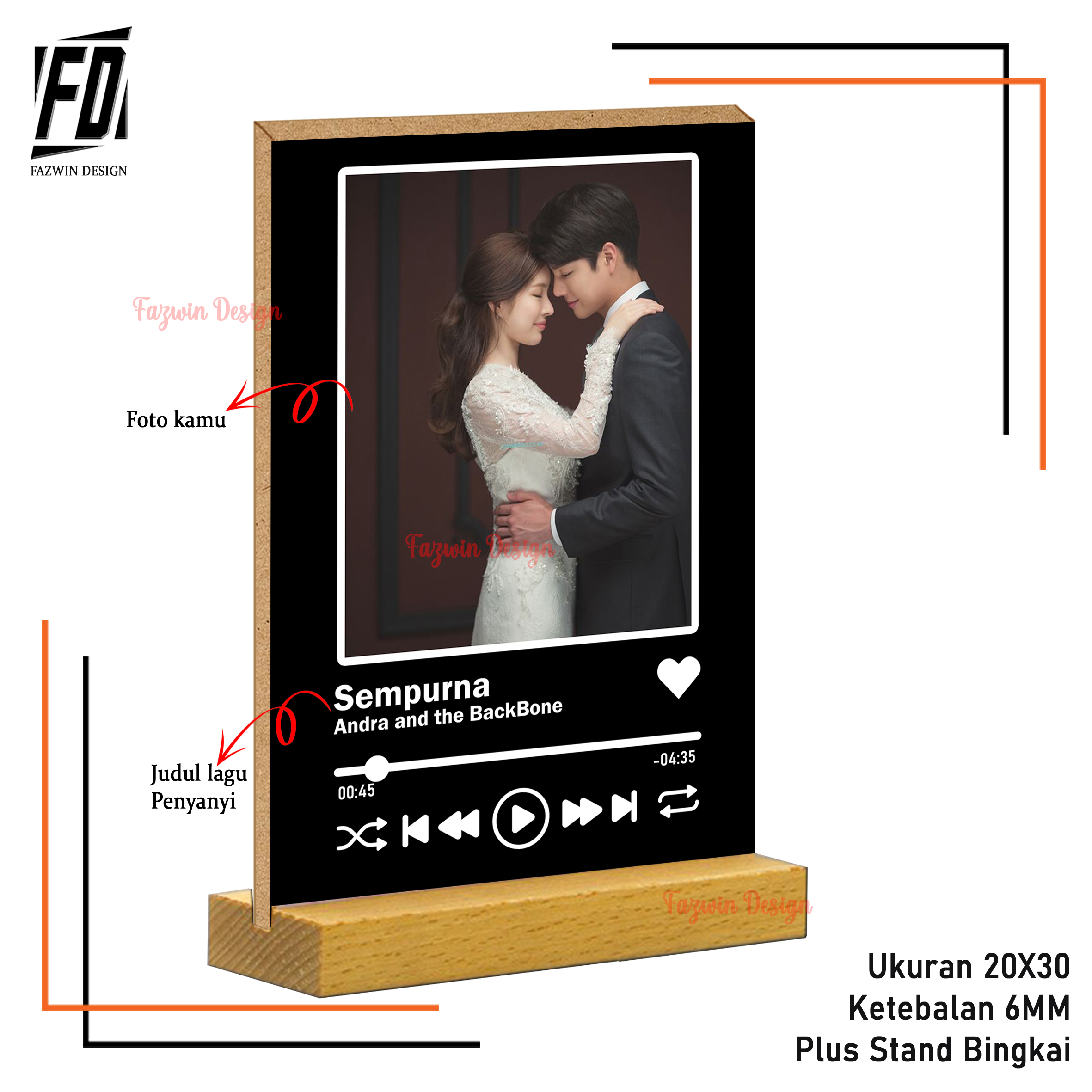 Cetak Foto Spotify Bingkai Kayu 20X30 Plus Stand | Lazada Indonesia