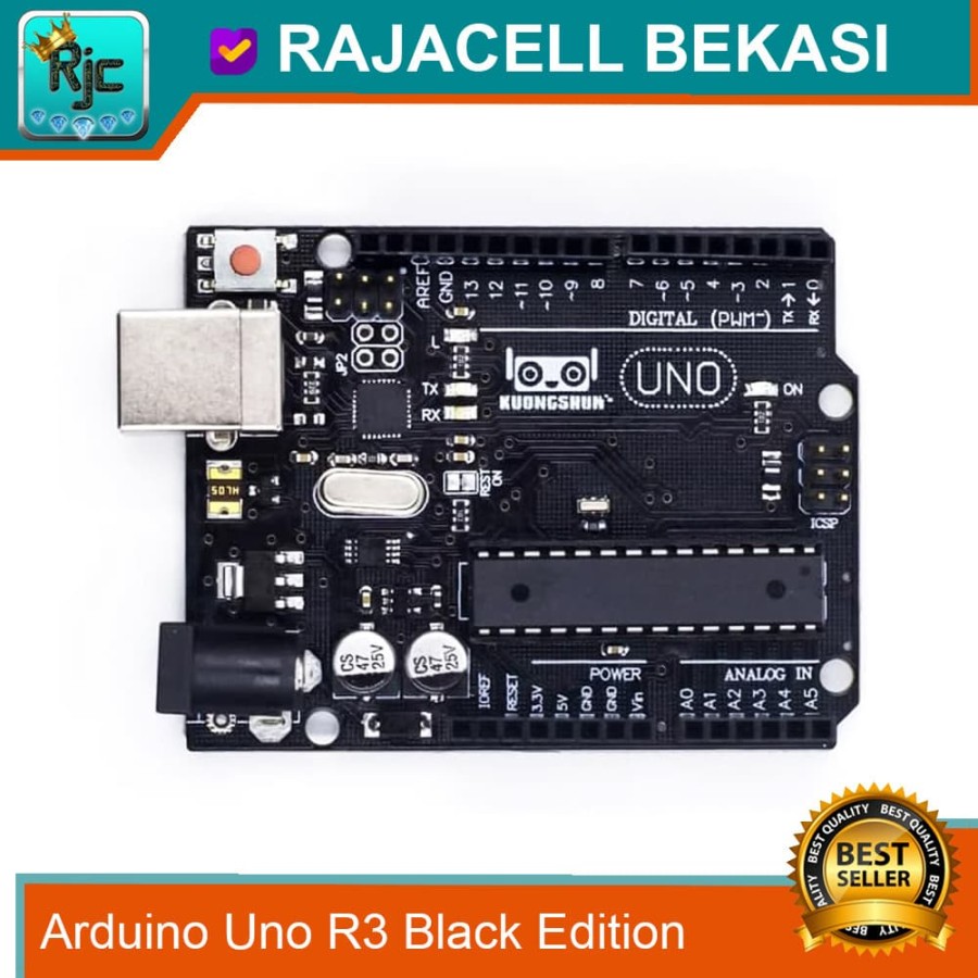 Arduino Uno R3b Black Edition Atmega328p Dip Mega16u2 Original Design