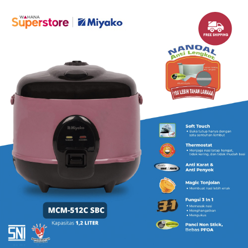 Miyako Rice Cooker Magic Warmer Plus 1.2 Liter - MCM512C SBC | MCM-512 ...